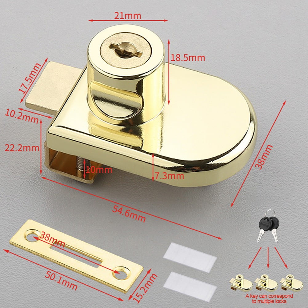 BTOER Gold Glass Door Lock Latch with keys Integral Knob for Display ...