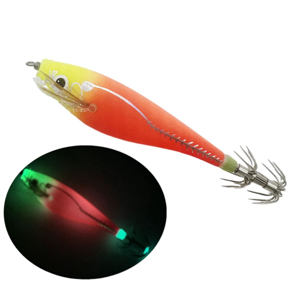 BTOER Horizontal fake bait hook with nocturnal bead, squid hook, wood ...