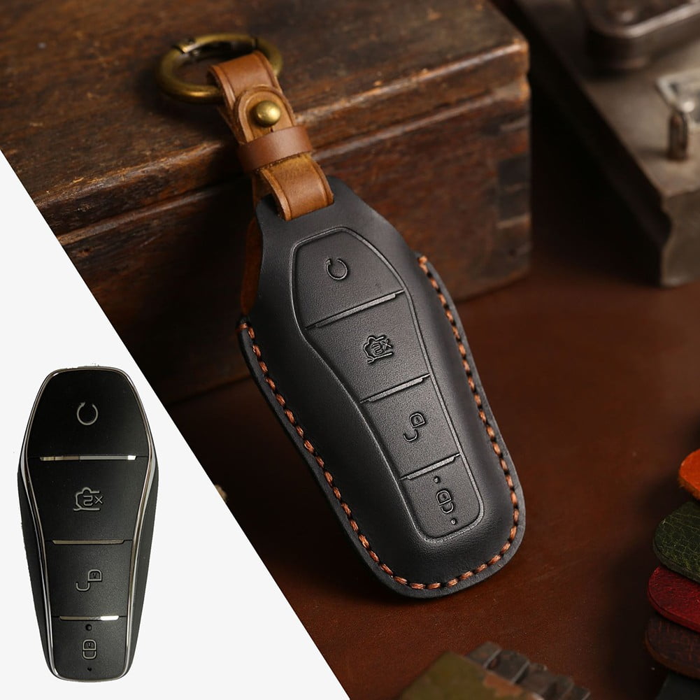 BTOER Leather Car Key Fob Case Shell Fob Cover For BYD Atto 3 Han EV 4 ...