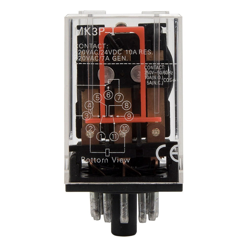 BTOER MK3P-I MK3P DC 24V DC Relay 11 Pin 10A 250VAC With Socket Base ...