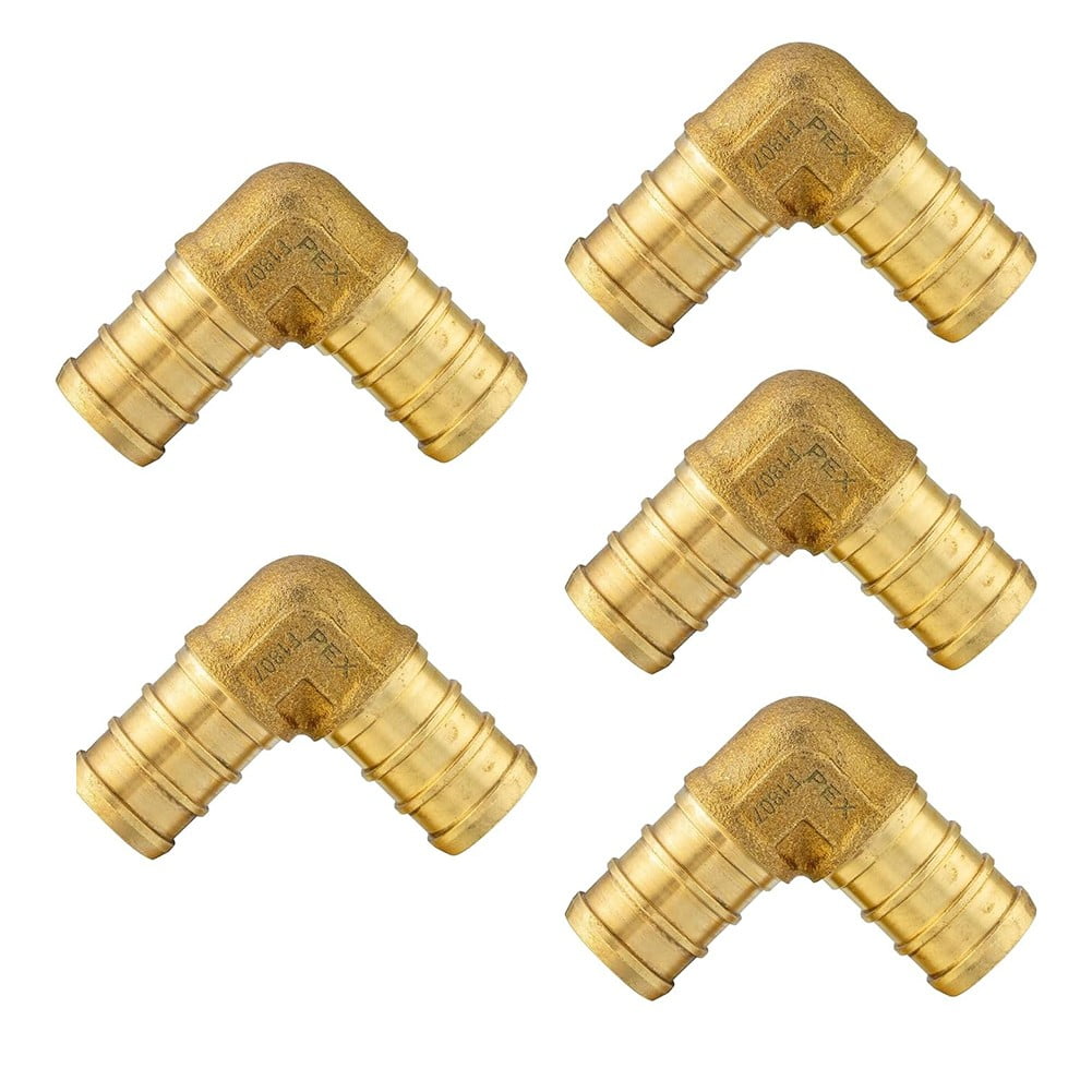 BTOER PEX Fittings,Elbow 90 Degree, Brass Crimp Fittings, for PEX Tubing Pipe Plumbing, 3/4 inch ...
