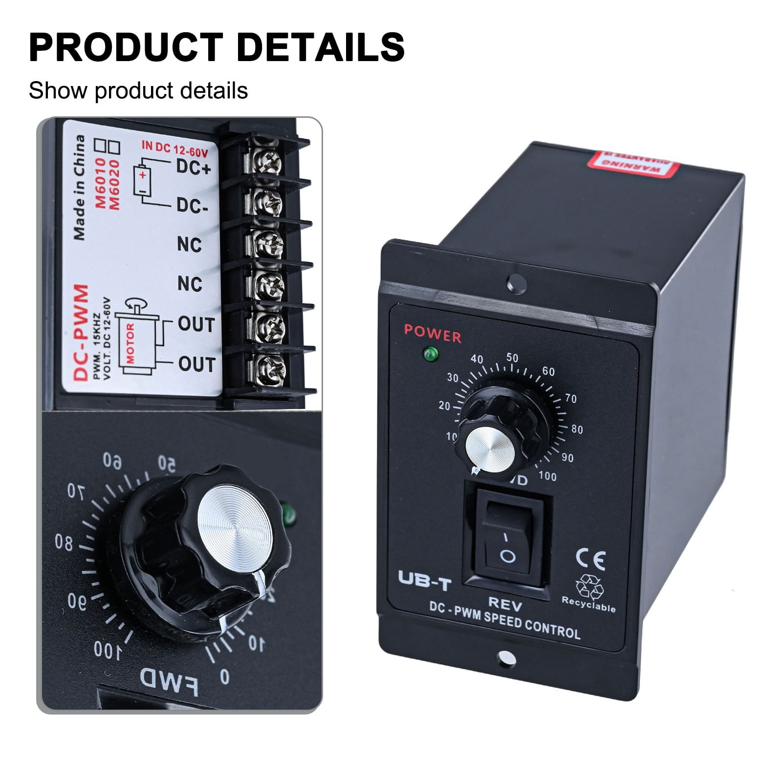 BTOER Pulse width DC brushed motor for speed regulator motor speed ...