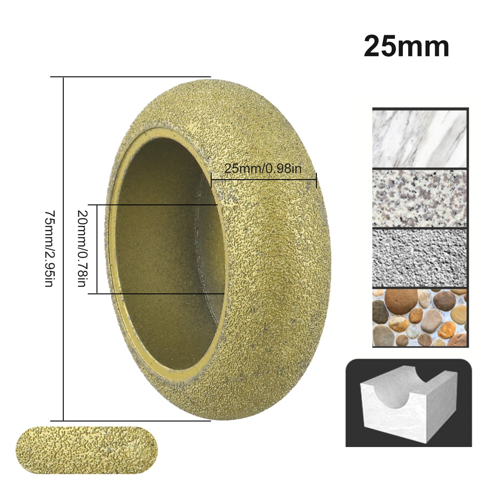 BTOER Roman Edge Stone Grinding Wheel Angle Grinder Trimming Chamfering ...