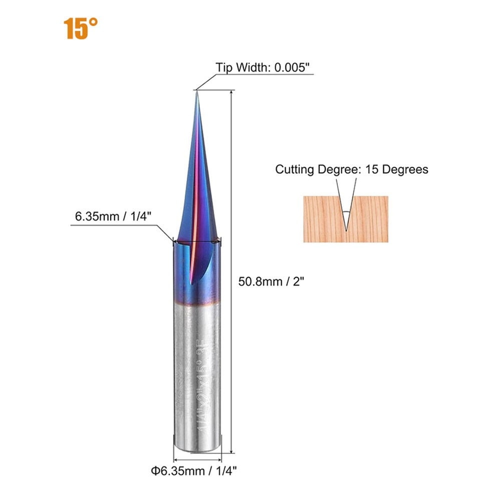 BTOER Solid carbide chamfer cutter 1/4inch shank 15/30/90 degree 3 ...