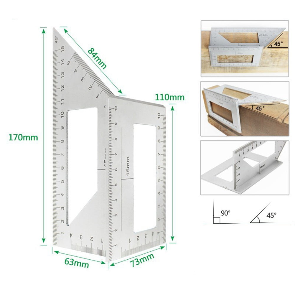 BTOER T-Type Woodworking Gauge Ruler 45 90 Degree Gauge Rule Carpentry ...