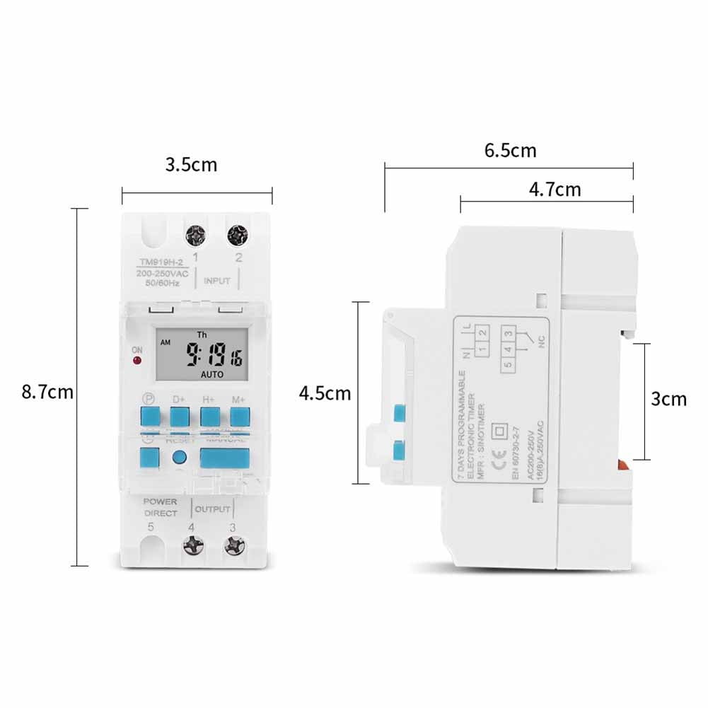 BTOER TM919H 220V 16A Din Rail Mounted 7 Days Programmable Digital ...