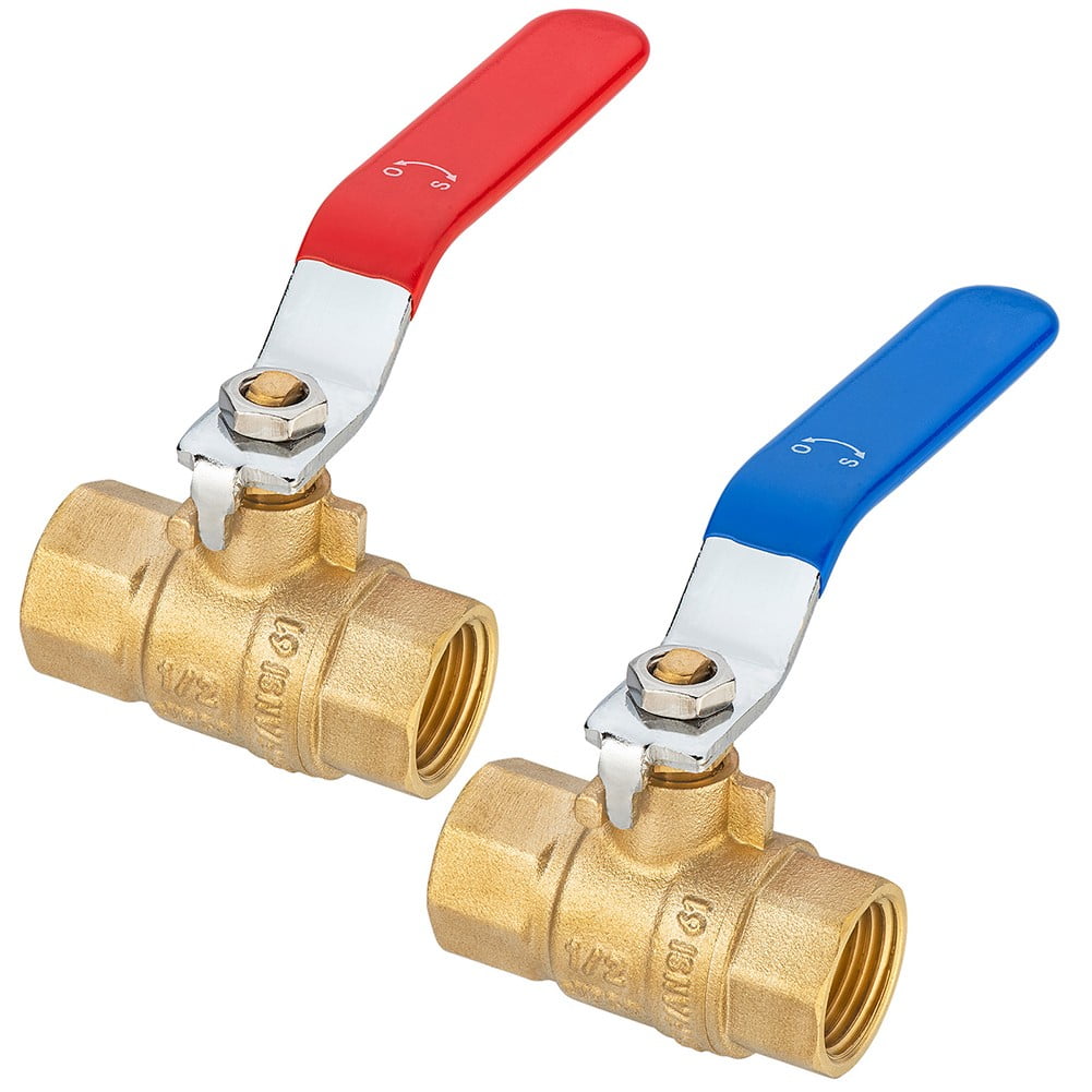 BTOER Threaded Ball Valve, Brass Full Port Shut-off Valve,1/2" x 1/2 ...