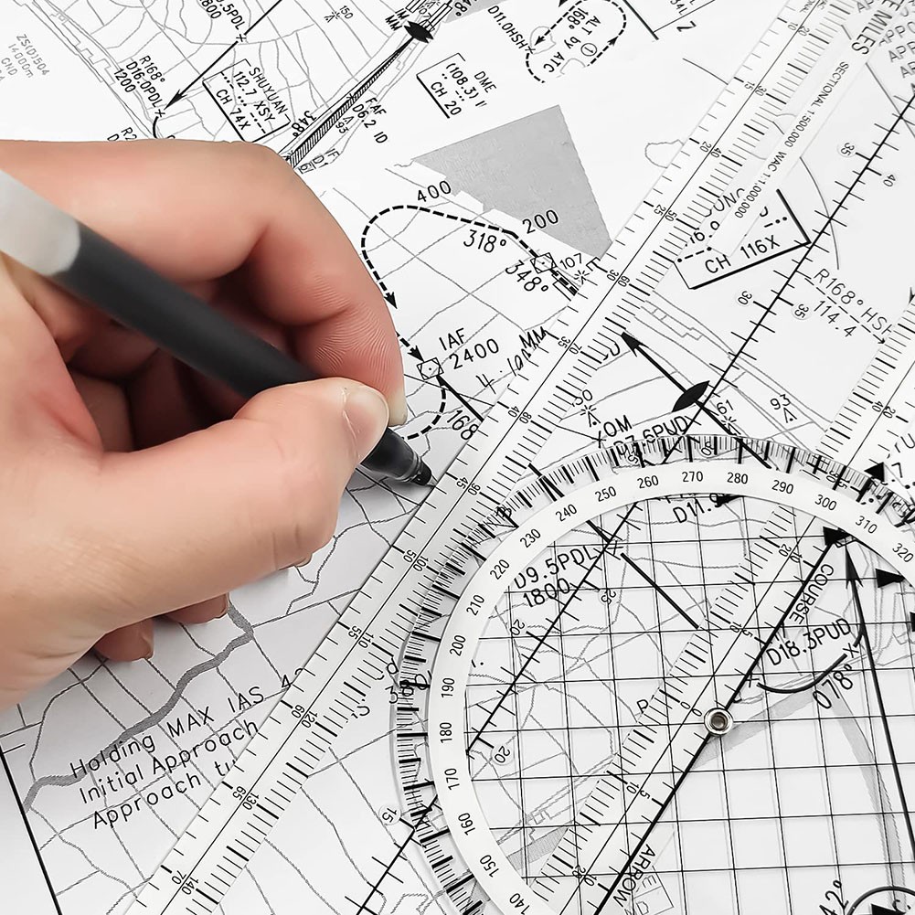 BTOER Transparent Pilot Ruler MeasuringRuler VFR and IFR Placard with ...