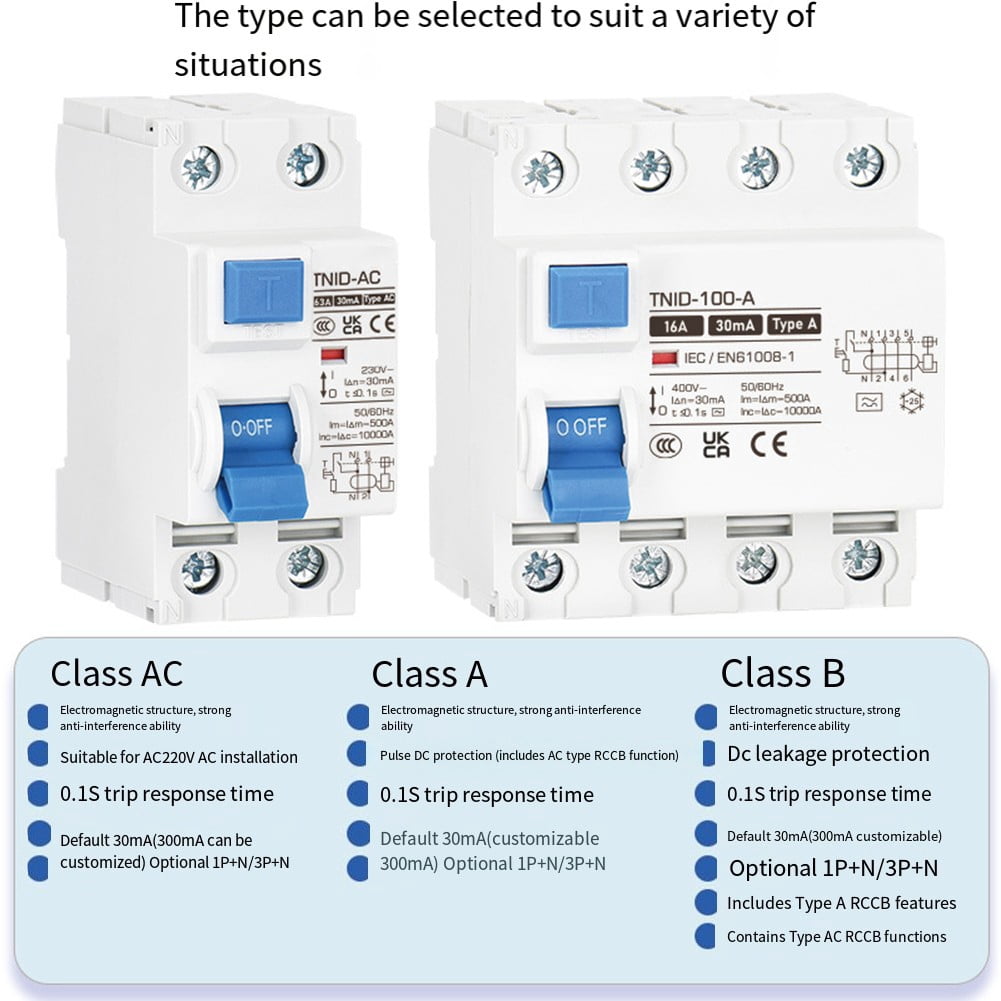 BTOER Type A FI Switch Rail Circuit Breaker Residual Current Circuit ...
