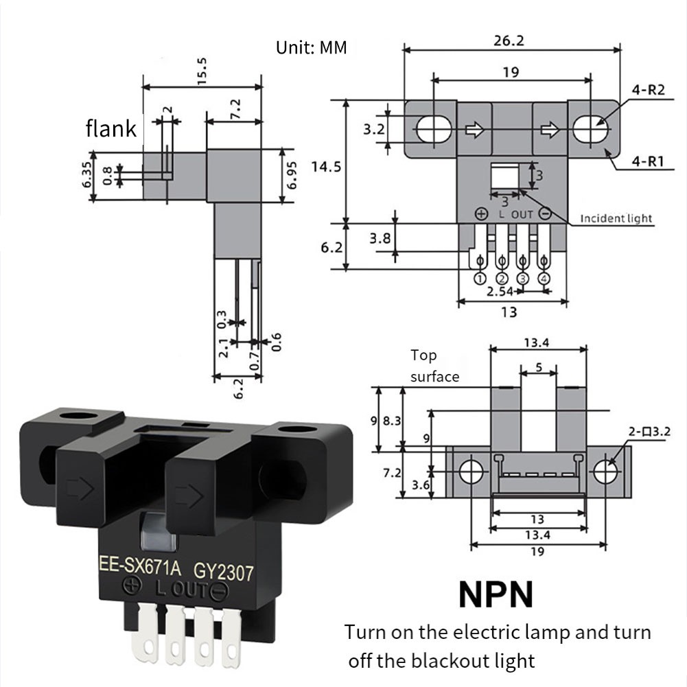 BTOER U-shaped Induction Switch Photoelectric Sensor 5-24V Slot Type ...