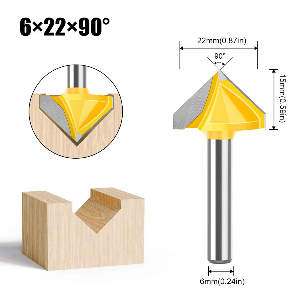 BTOER V-Shaped Router Bit Carving Cutter Wood Milling Cutter 60/90/120 ...