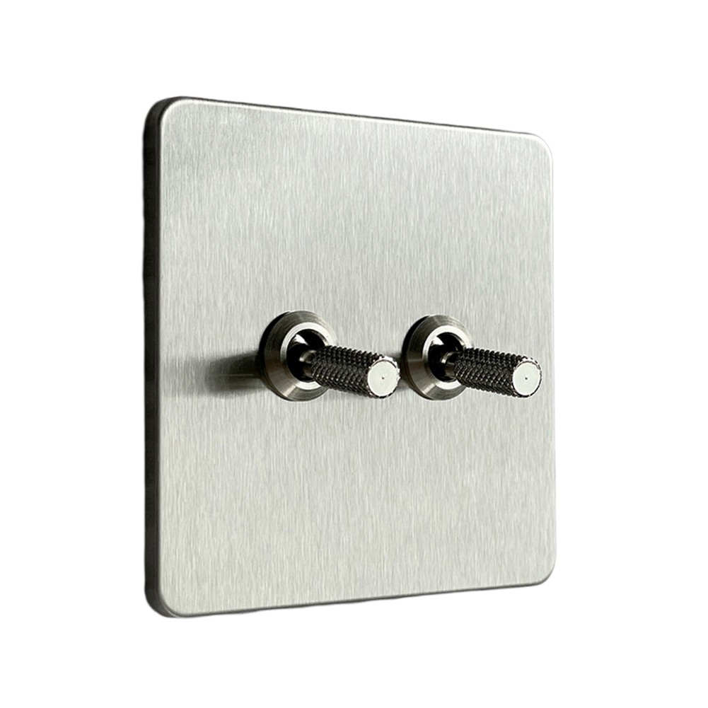 BTOER Wall Light Toggle Switch /2 Way Stainless Steel Brushed Panel ...
