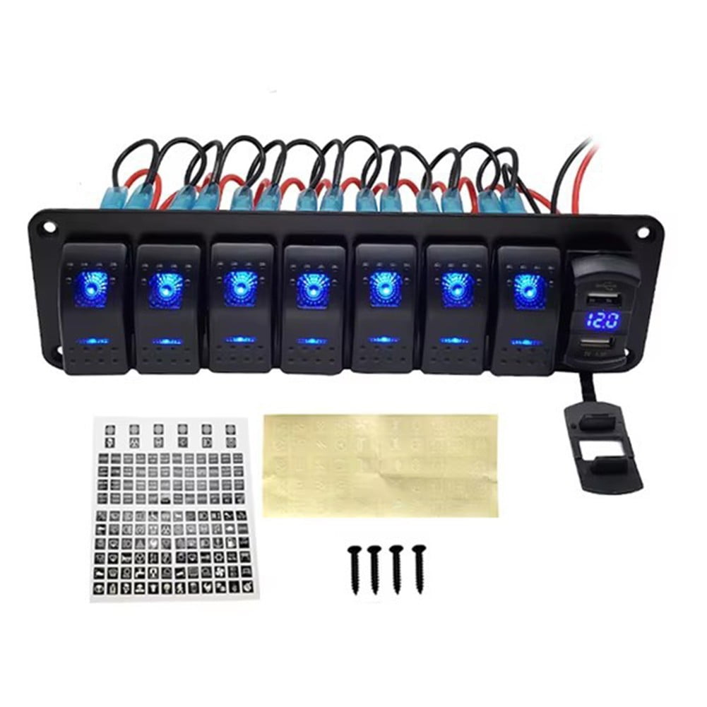 BTOER Waterproof 5 6 8 Gang Rocker Switch Panel LED Light For Car ...