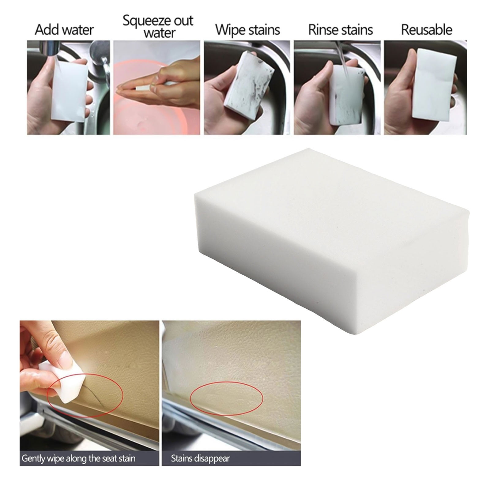 BTOER White Leather Wipe Sponge Melamine Foam Stain Remover Car Wash ...