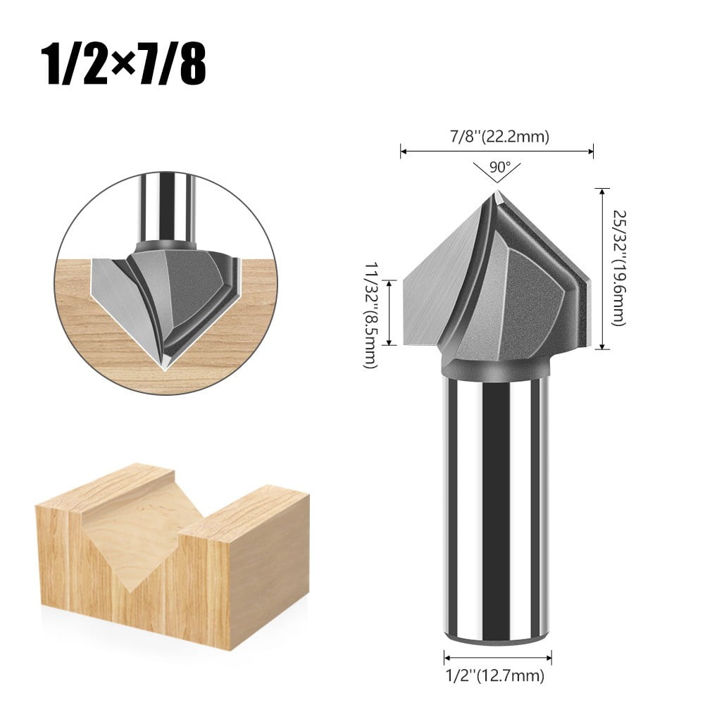 BTOER Woodworking tool Diamond V type MDF Router Bit PCD CNC wood ...