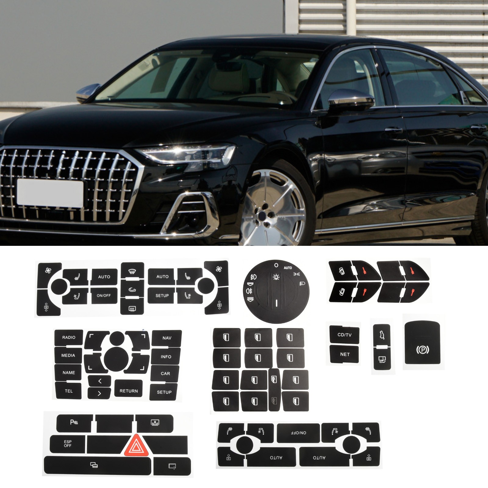 BTOER for A8 D3 Clima Panel Decals Stickers for Repair Worn Button ...