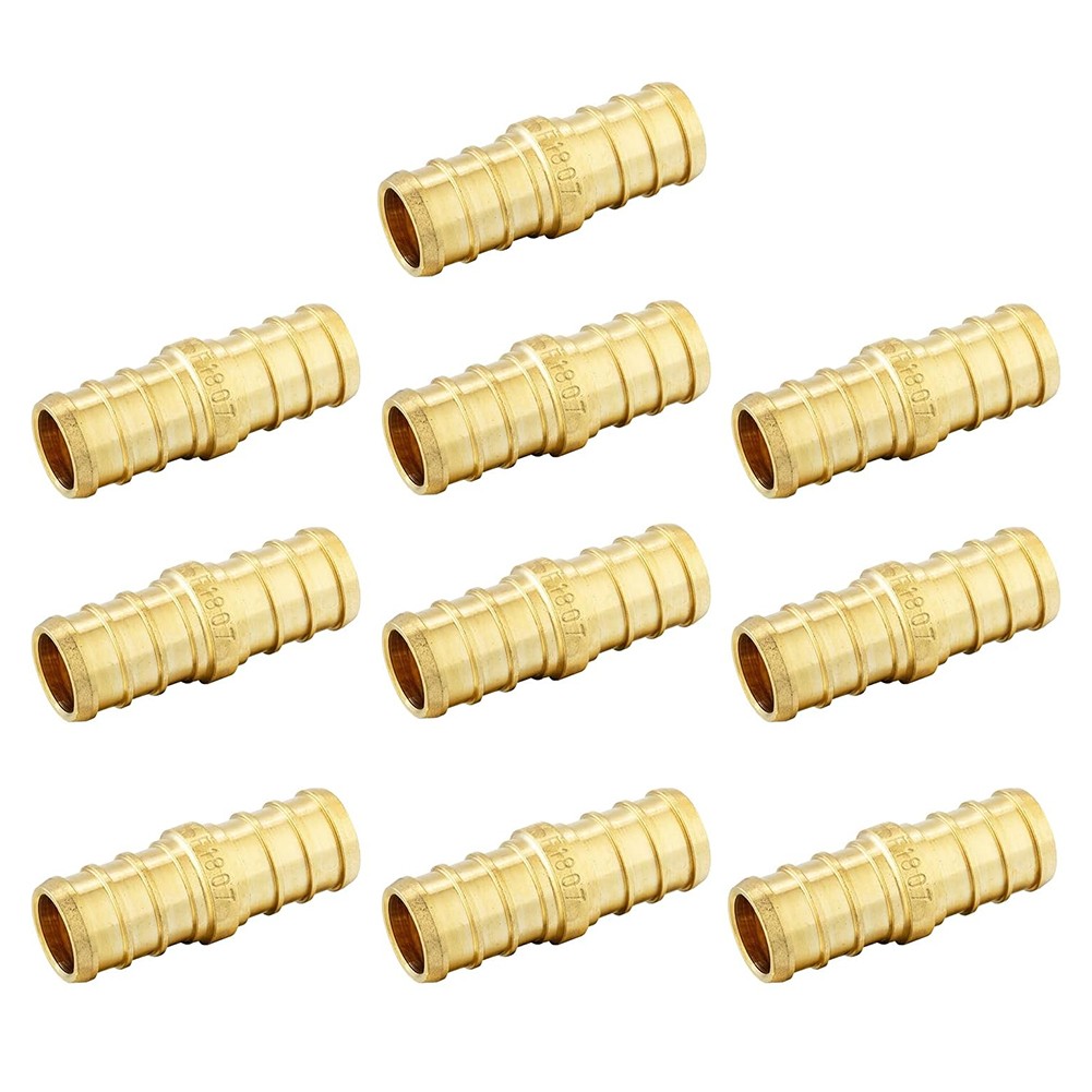 BTOER for PEX-B Fittings Straight Coupling, Brass Crimp Pipe Fittings,Tubing Pipe Hose, 10pcs 1 ...