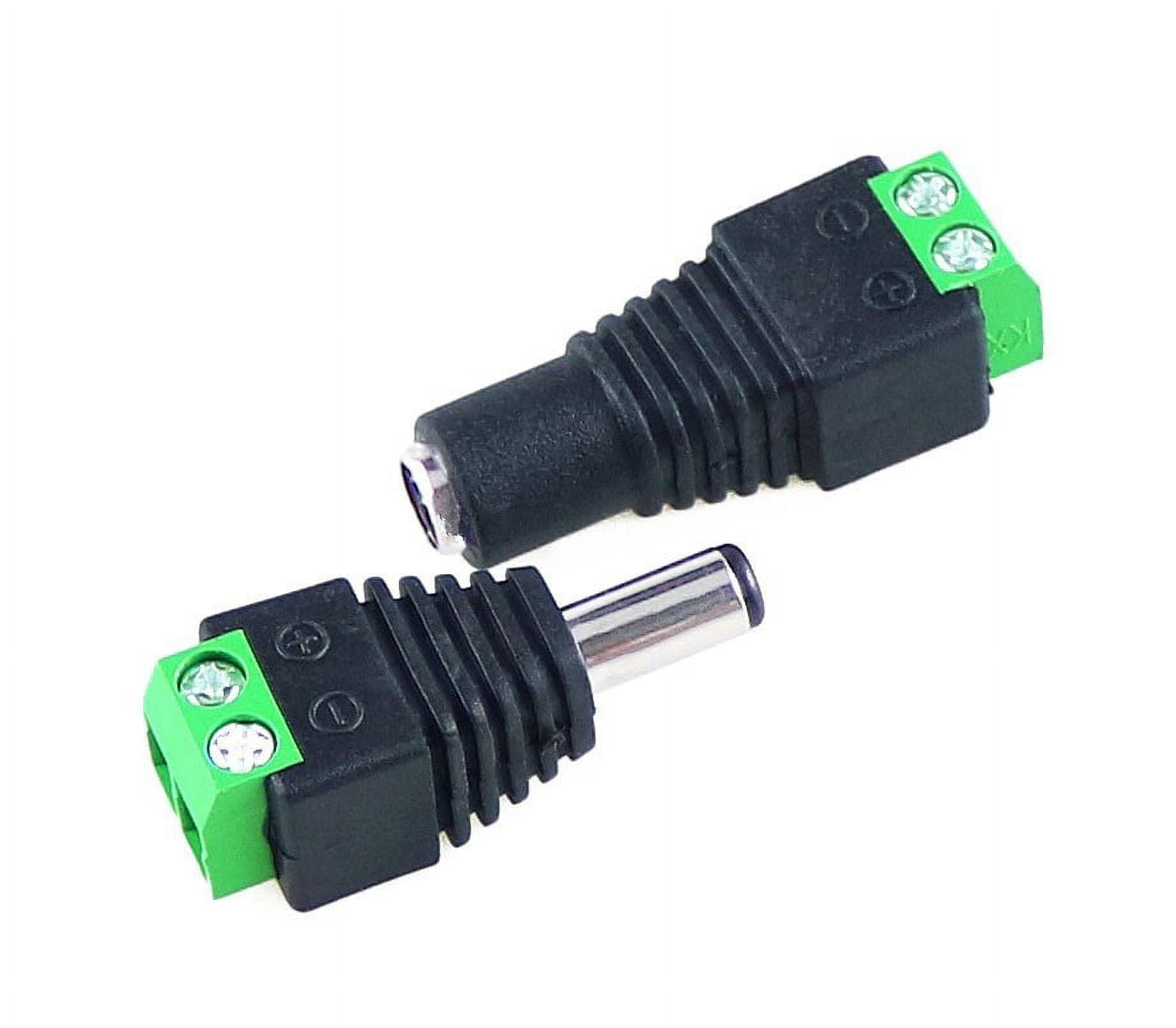 BTOER male + female DC power hole connector adapter 2.1 X 5.5mm audio ...