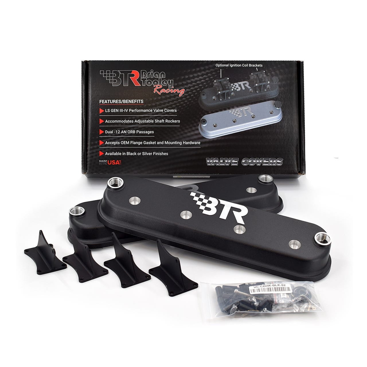 BTR Brian Tooley Racing LS Valve Cover Pair - WITH Coil Mounts - Cast ...