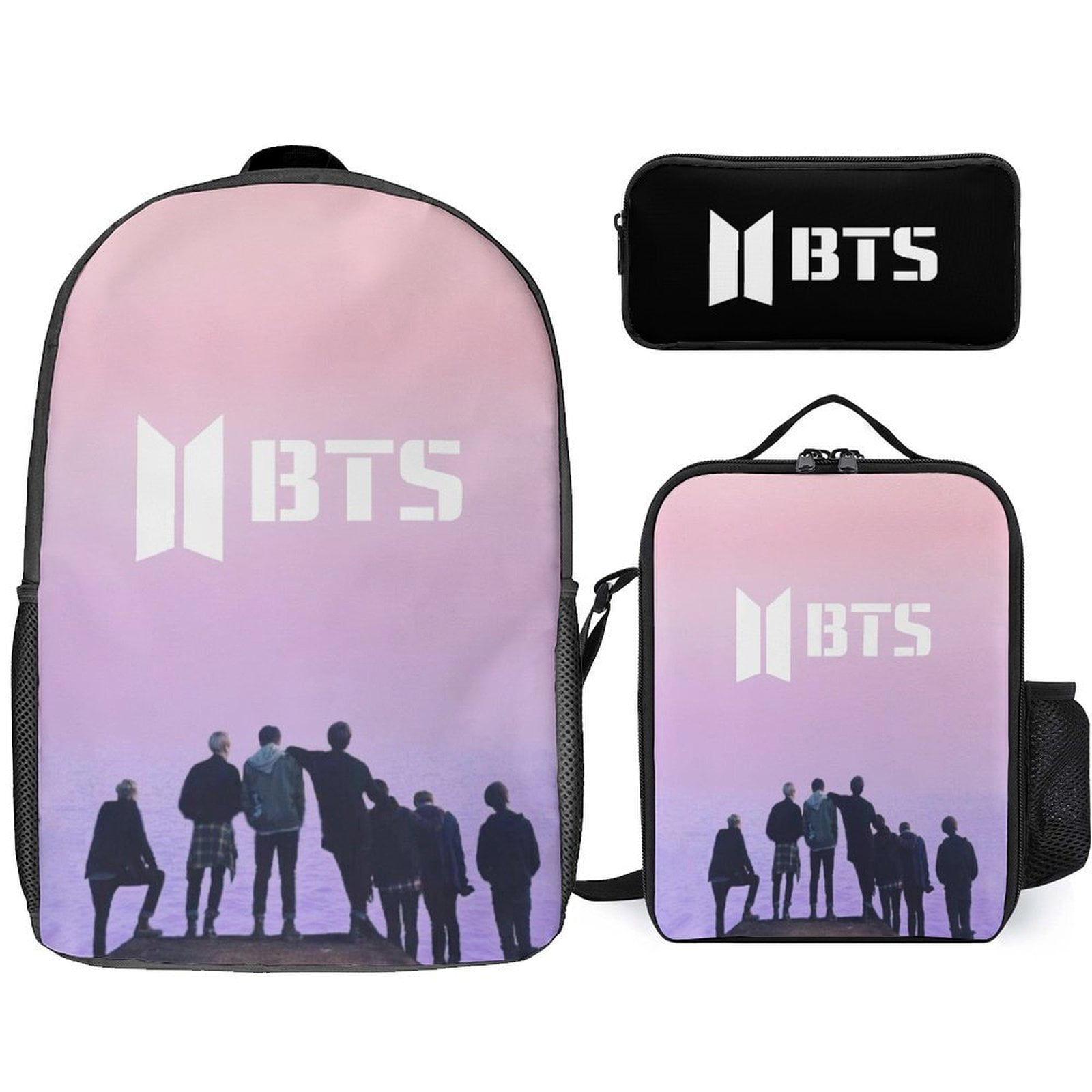 BTS 3 Piece Set, 17 Inch Backpack, Lunch Bag, And Sundry Bag ...