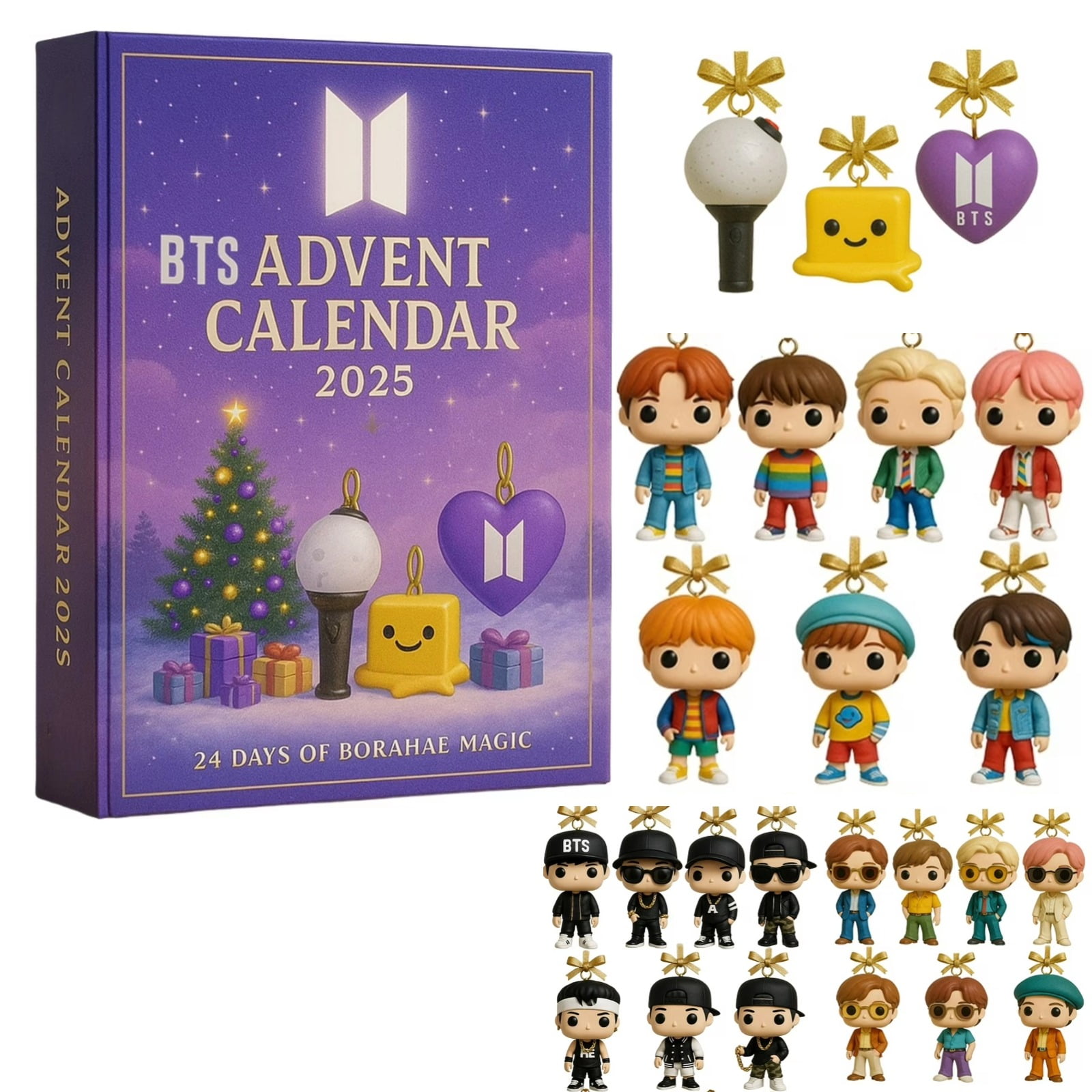 BTS Advent Calendar 2025, 24 Chibi Style Ornaments & Collectible ...
