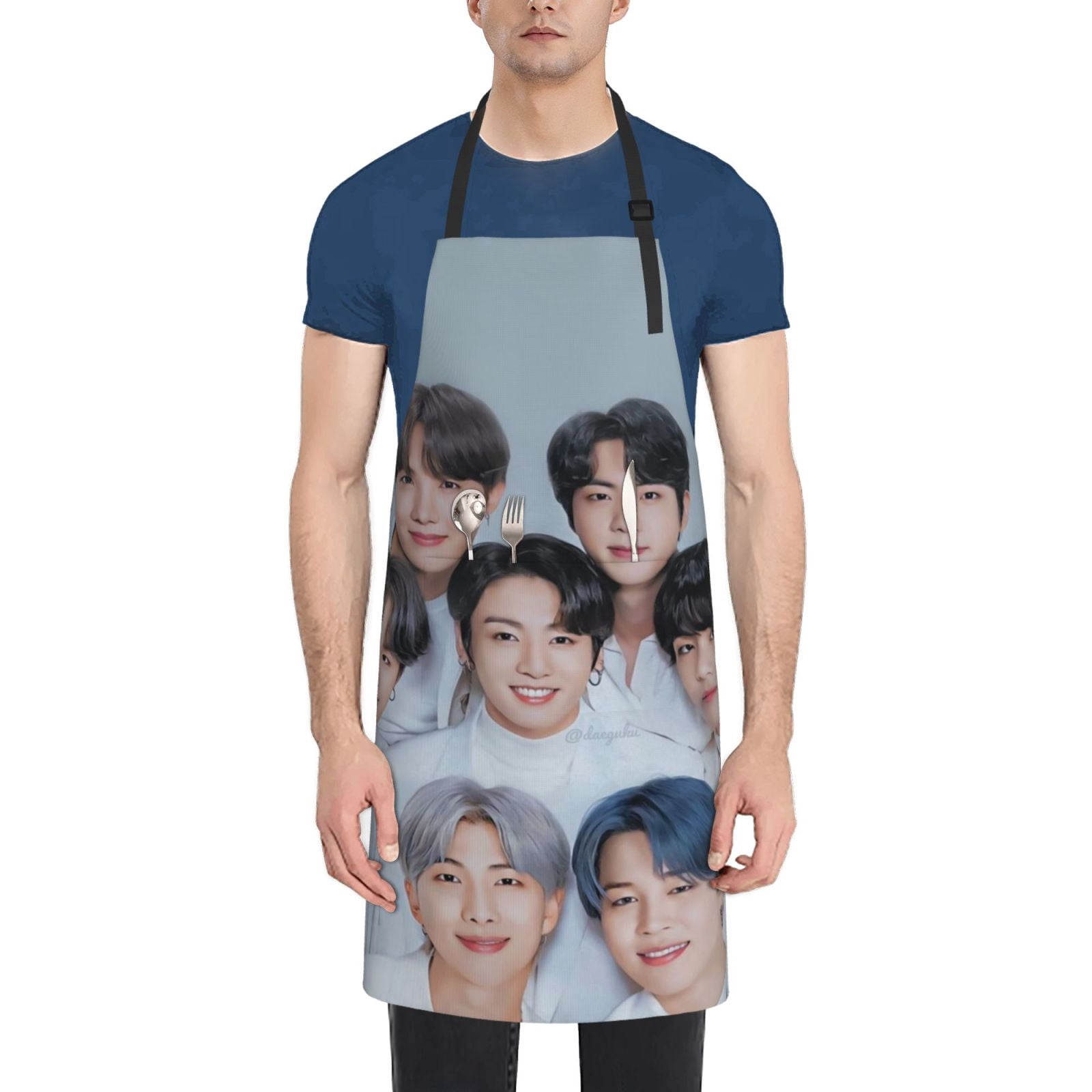 BTS Apron K-POP Apron With Pocket Adjustable Waterproof Kitchen Cooking ...