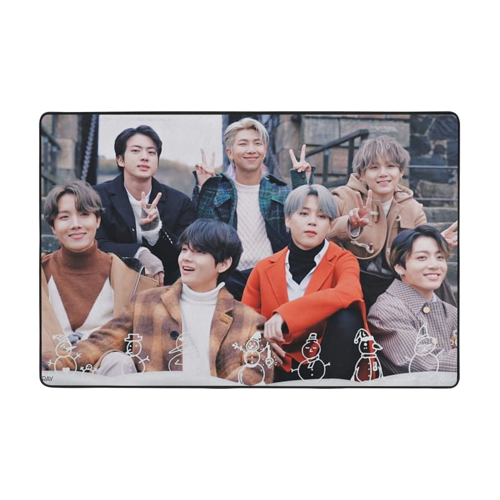 BTS Area Rug, Large Carpet, Washable Rug Mat, Flannel Non-slip Rugs for ...