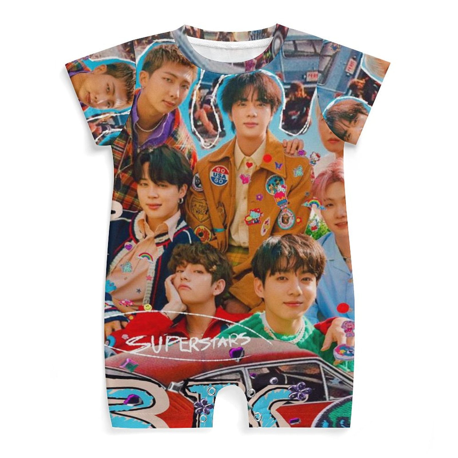 BTS Baby Boys Girls Rompers Short Sleeve One Piece Bodysuit Jumpsuits Infant Outfit Clothes 0-3M ...
