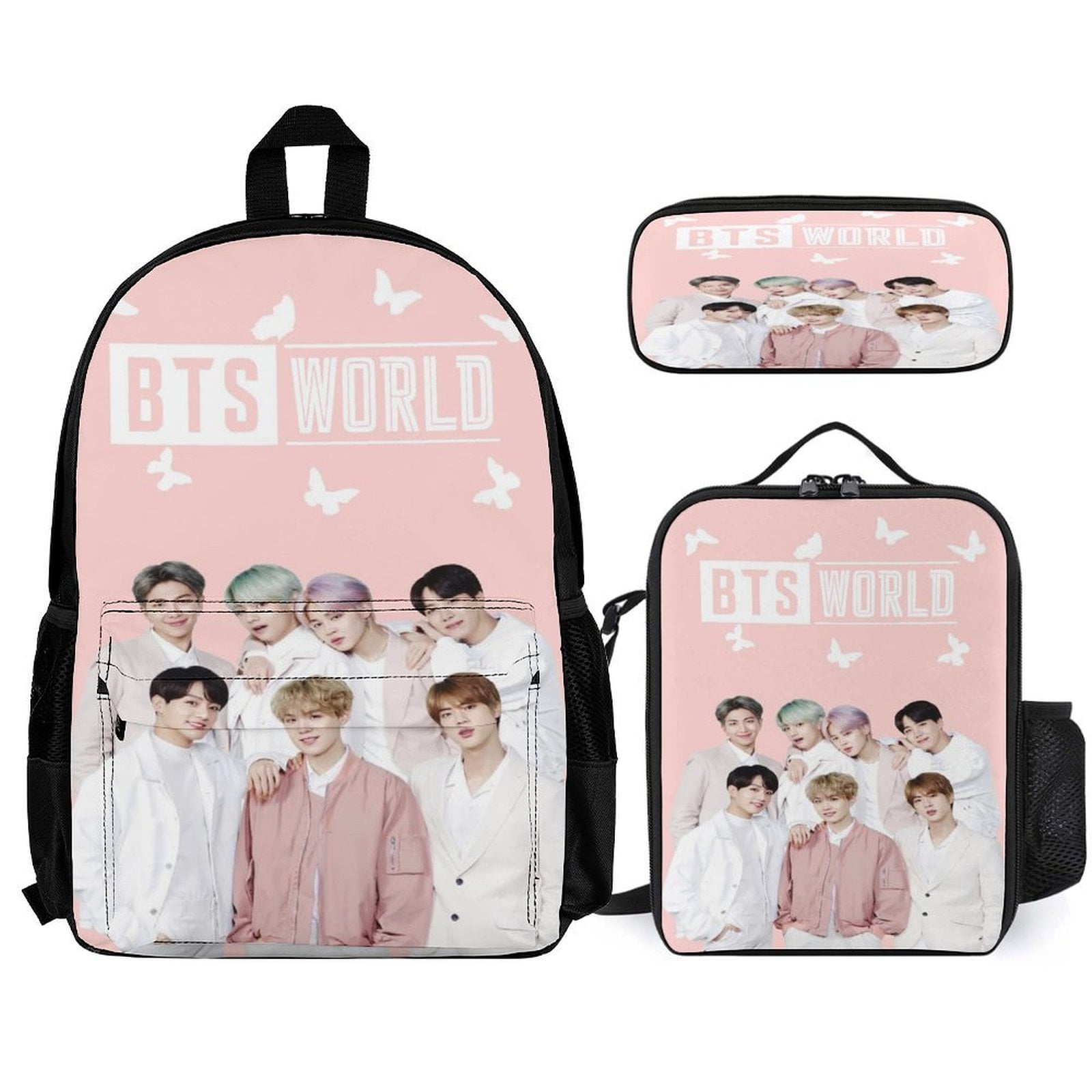 BTS Backpack Set 16.5In Backpacks with Pencil Case Lunch Bag Lunch Box ...