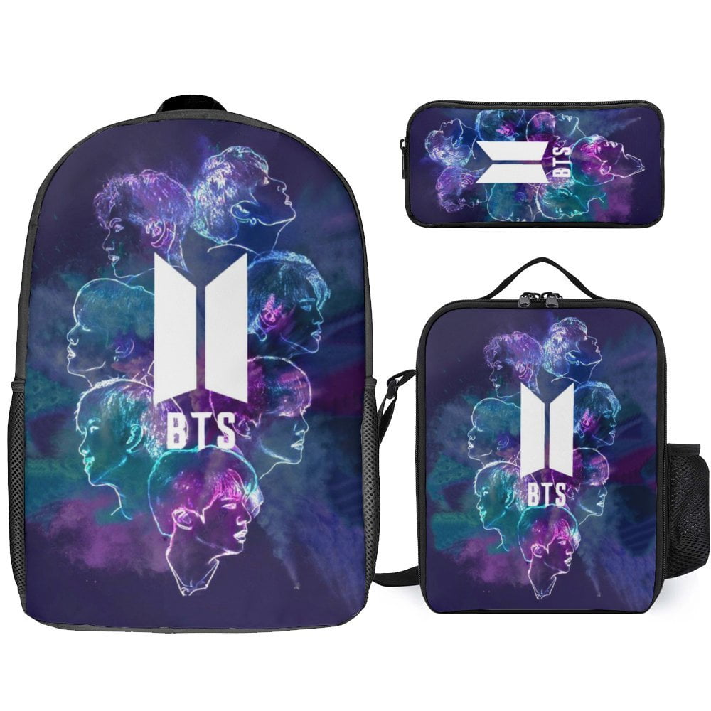 BTS Backpack Set Cartoon Backpacks with Pencil Case and Lunch Bag Lunch ...