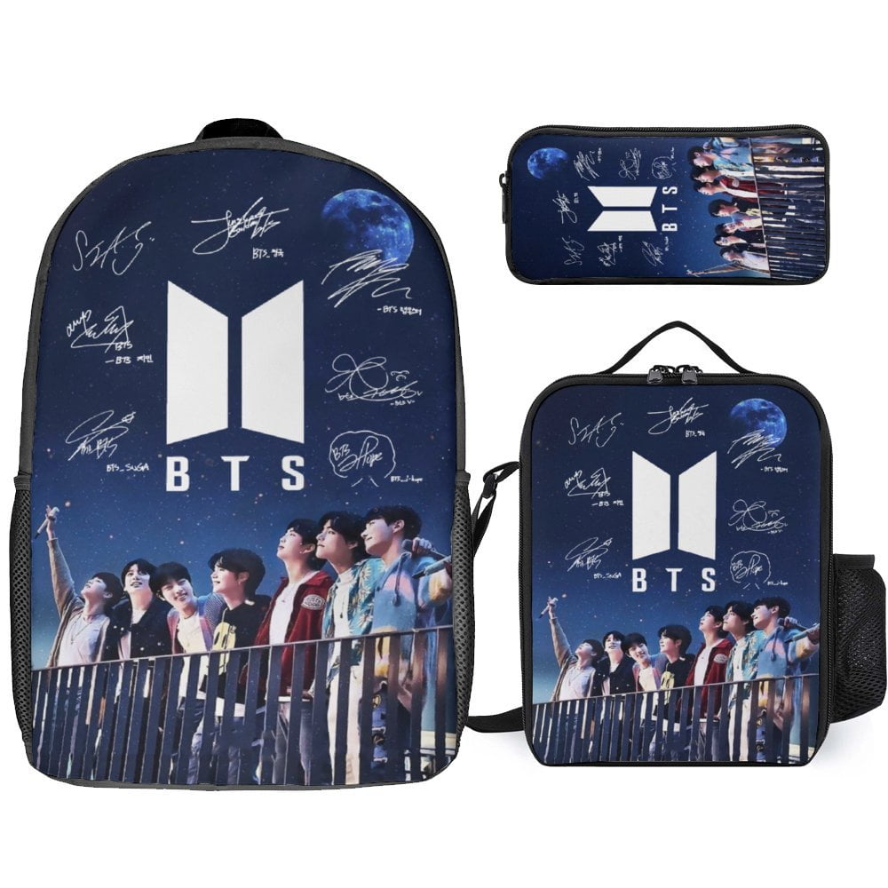 BTS Backpack Set Cartoon Backpacks with Pencil Case and Lunch Bag Lunch ...