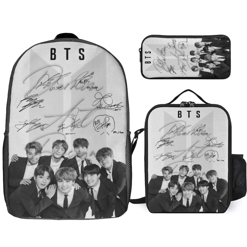 BTS Backpack Set Cartoon Backpacks with Pencil Case and Lunch Bag Lunch ...