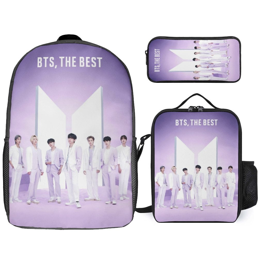 BTS Backpack Set Cartoon Backpacks with Pencil Case and Lunch Bag Lunch ...