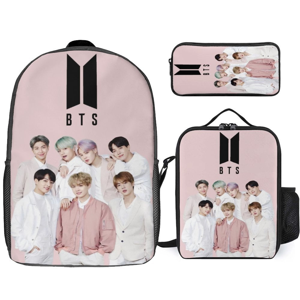 BTS Backpack Set Cartoon Backpacks with Pencil Case and Lunch Bag Lunch ...