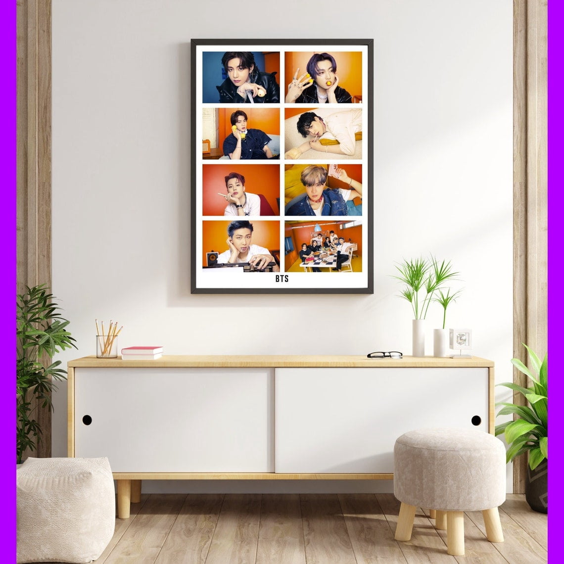 BTS Bangtan Boys Collage Poster KPOP Jin, Suga, J-Hope, RM, Jimin, V ...