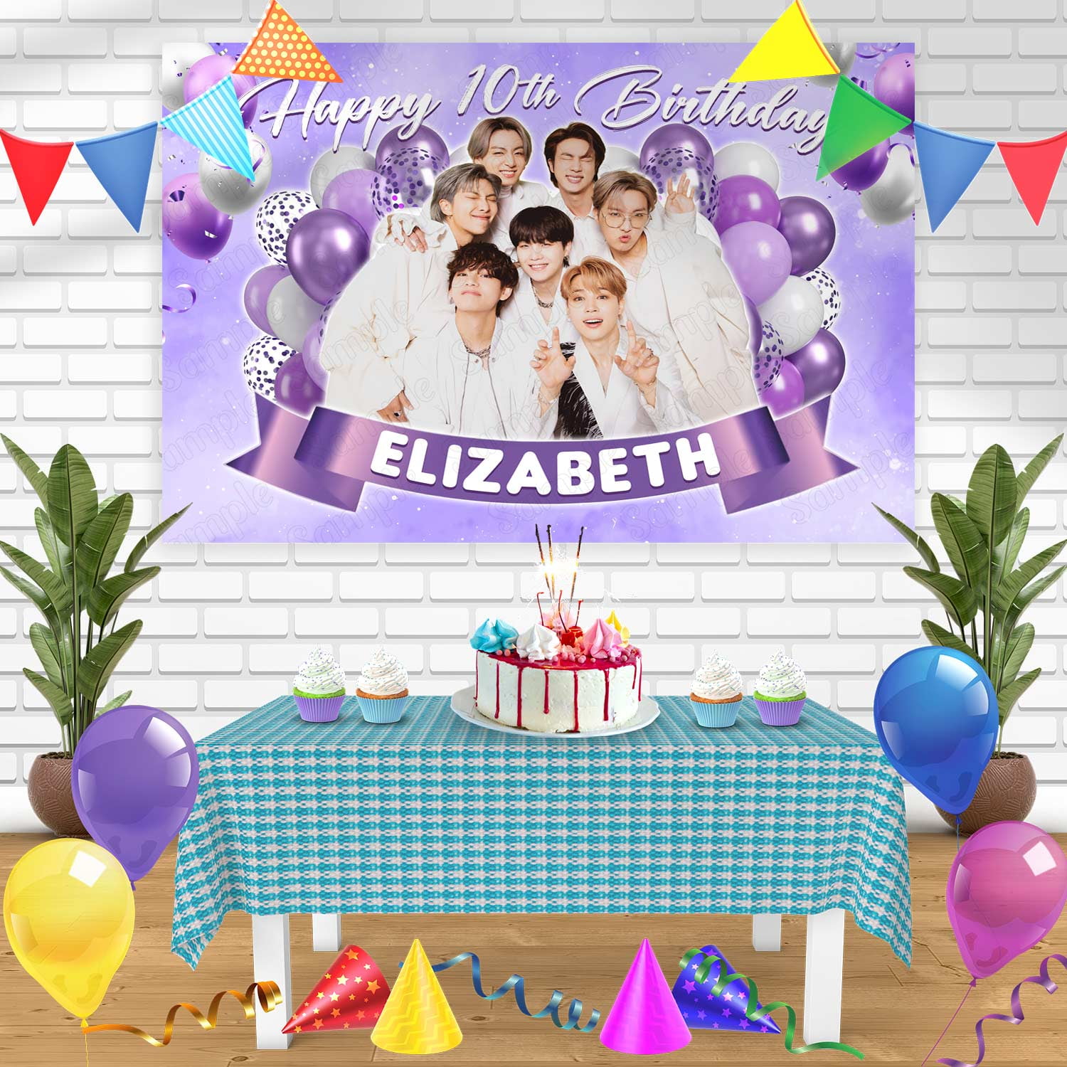 BTS Bangtan Boys K-Pop Birthday Banner Personalized Party Backdrop ...