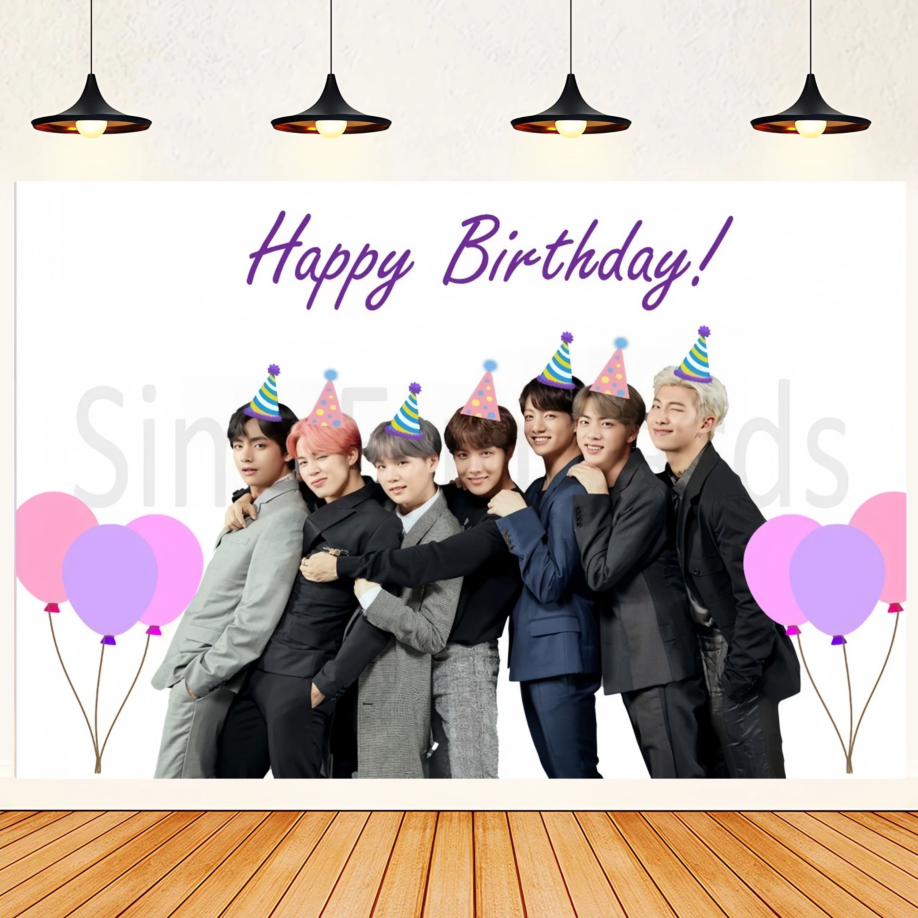 BTS Bangtan Boys Theme Birthday Flag Background Banner Children's Party ...