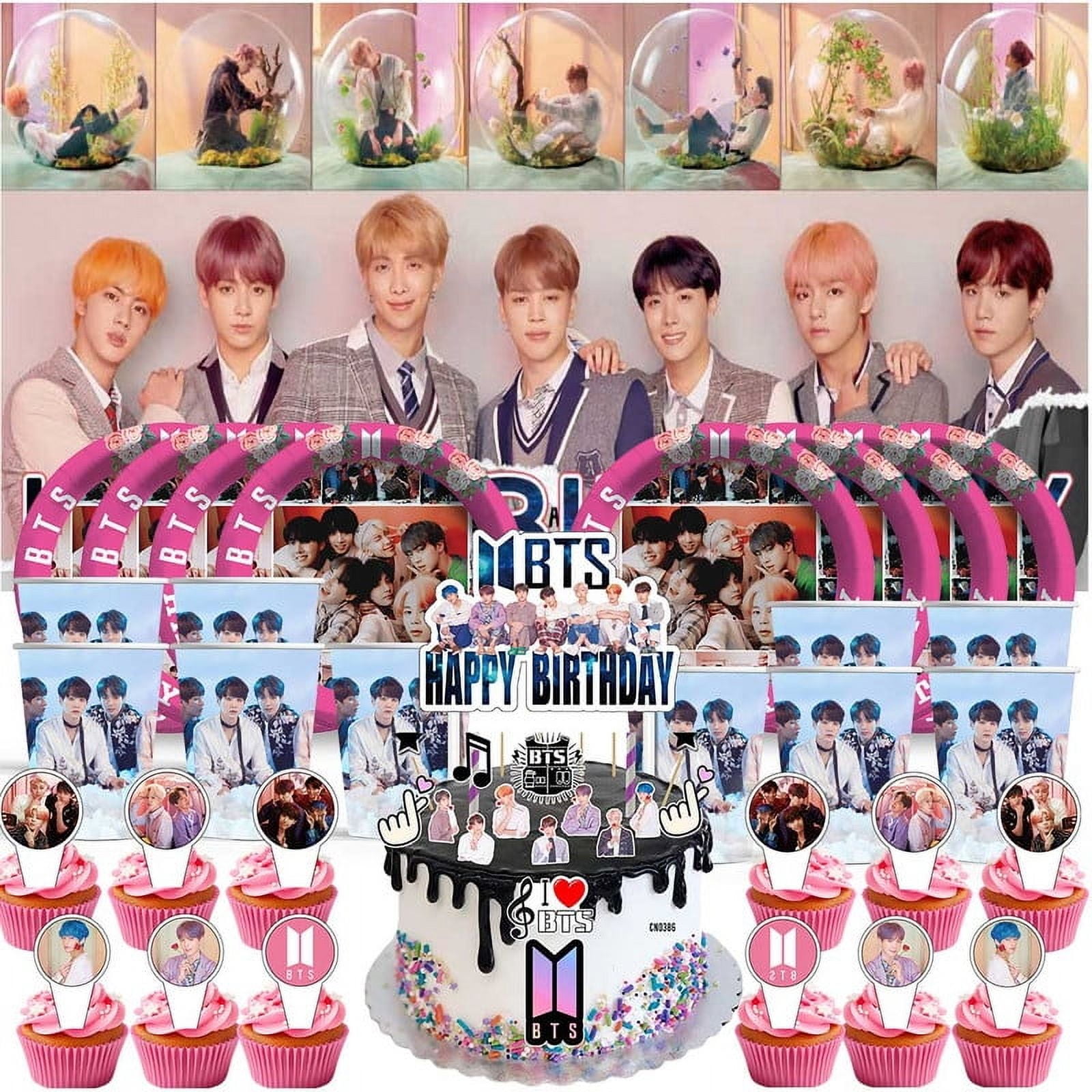 BTS Birthday Cups Party Supplies Decor Backdrop Paper Plates Fans ...