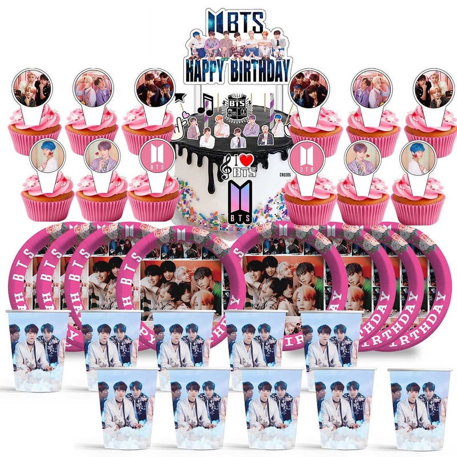 BTS Birthday Cups Party Supplies Plates Decorations Cake Topper Decor ...