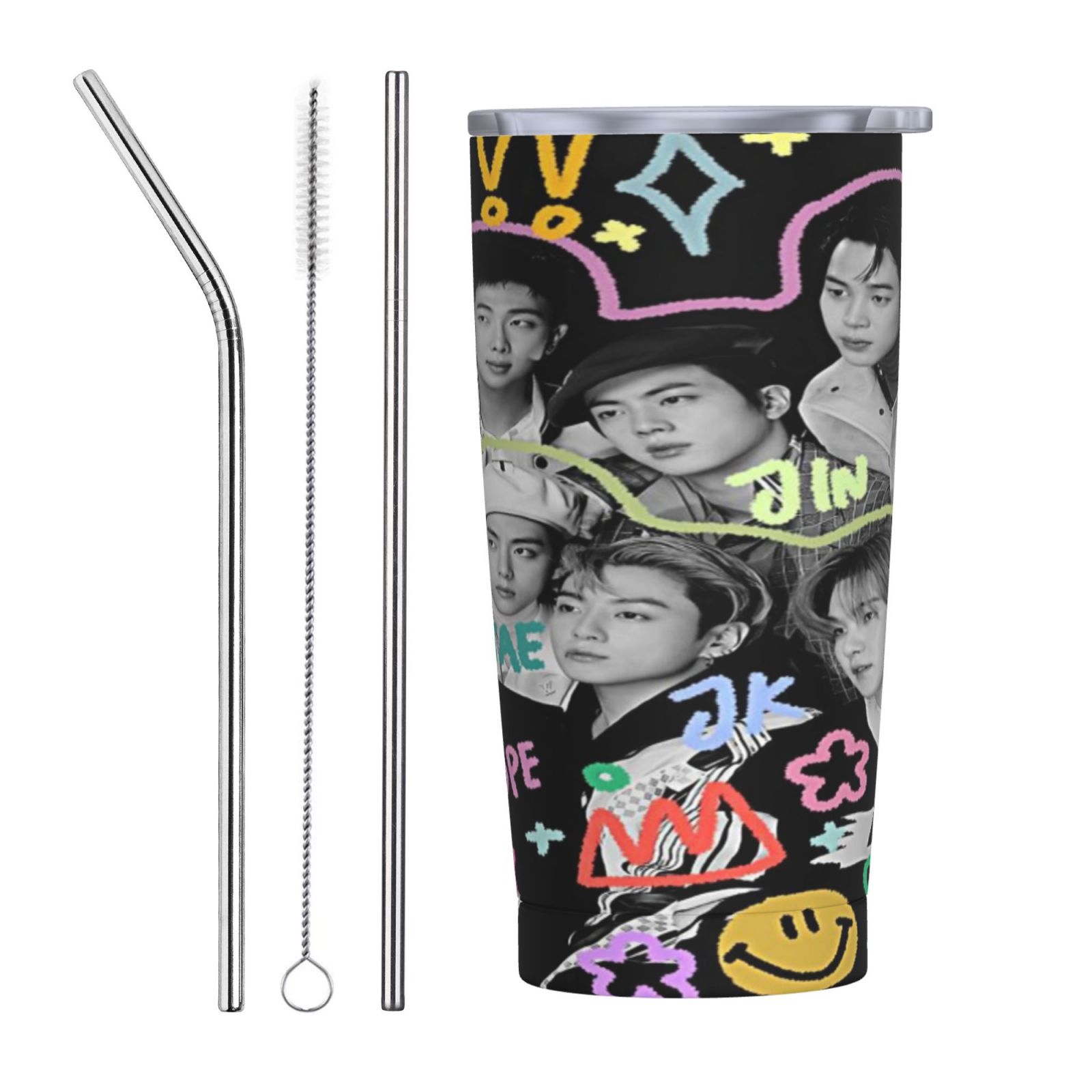 BTS Coffee Mug Insulated Stainless Steel Bottle Vacuum Mug Cartoon ...