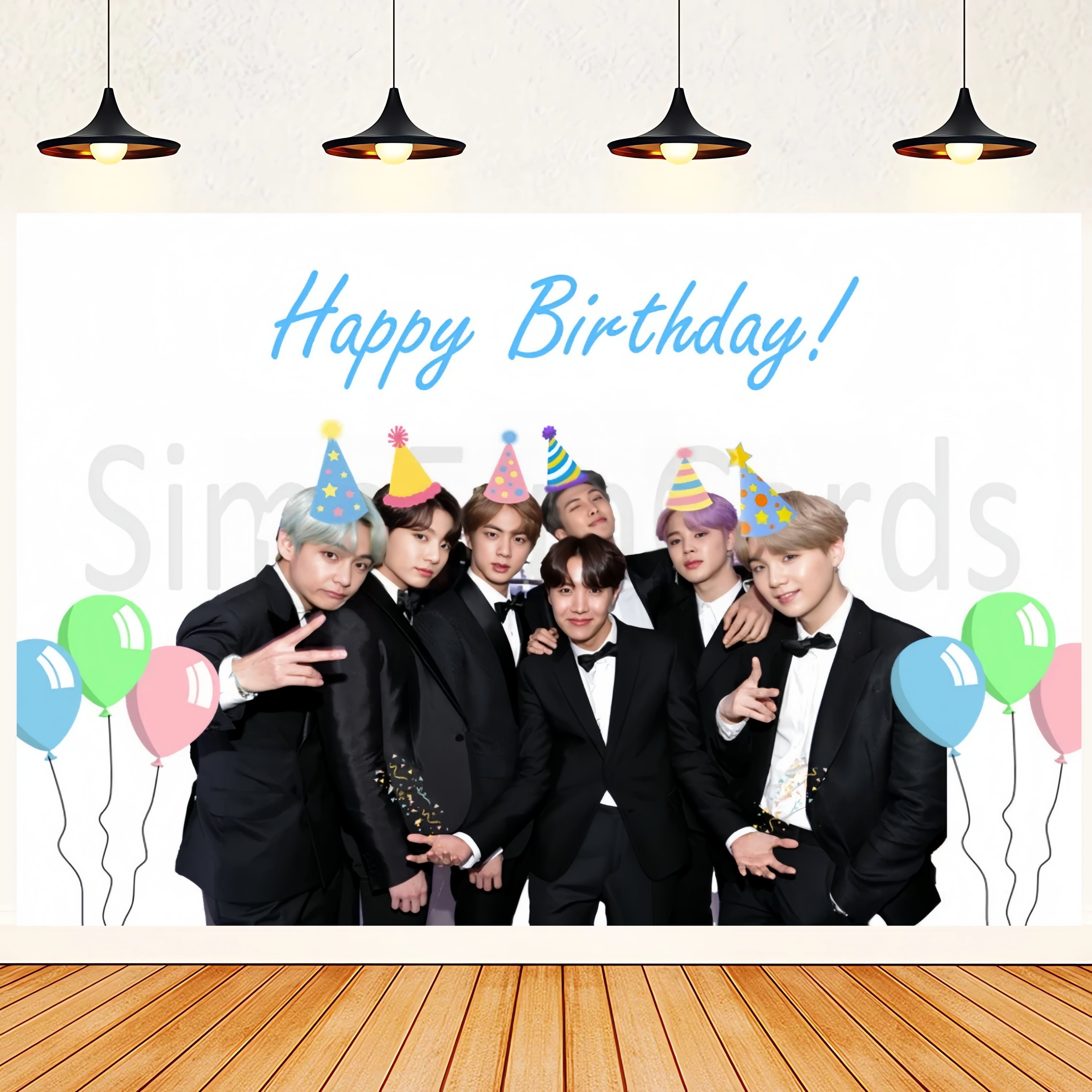 BTS Happy Birthday Anime Cartoon Theme Backdrops Banner Birthday Party ...