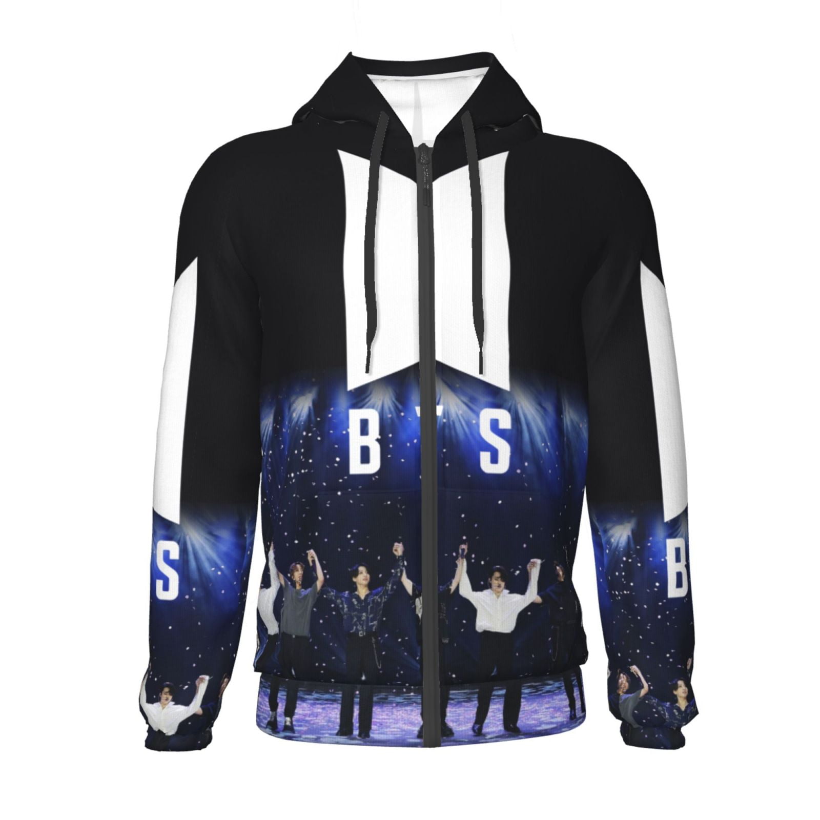 BTS Hoodies Novelty Zipper Hooded Sweater Casual Warm Jackets Sports ...