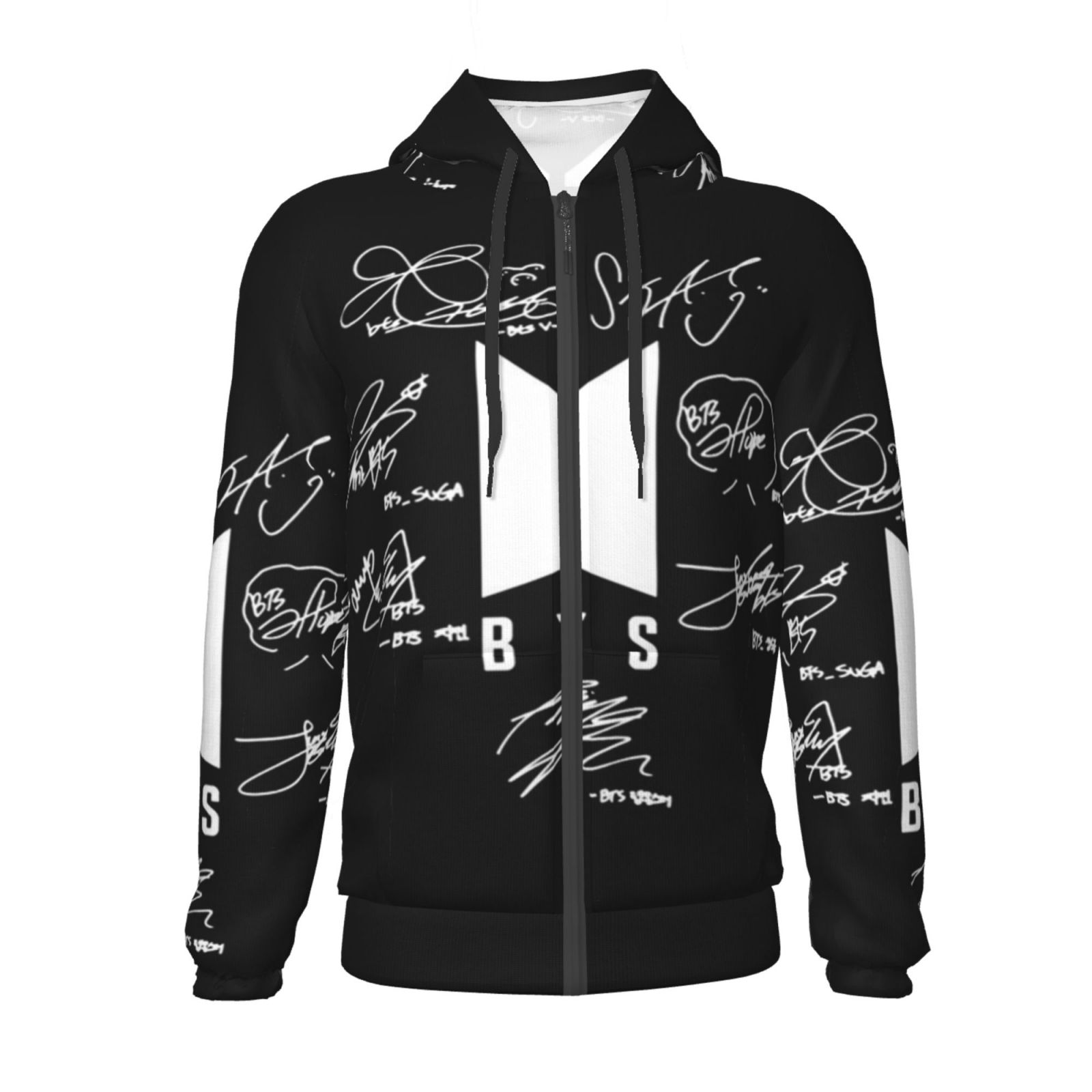 BTS Hoodies Novelty Zipper Hooded Sweater Casual Warm Jackets Sports ...