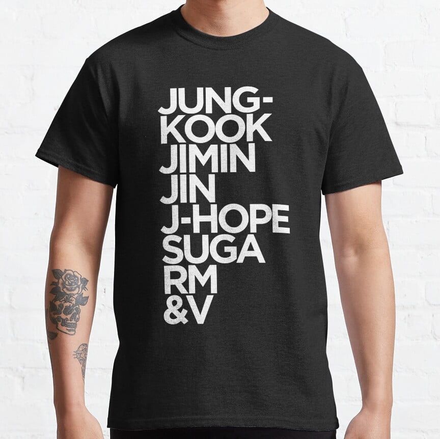 BTS - JUNGKOOK, JIMIN, JIN, J-HOPE, SUGA, RM, V (K-POP GROUP) Classic T-Shirt - Walmart.com