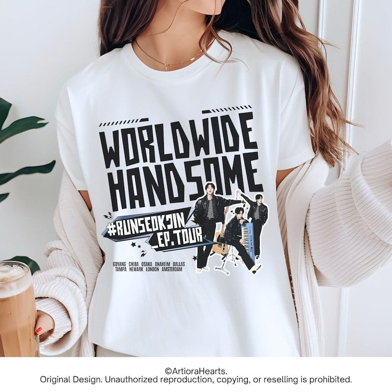BTS Jin Shirt, BTS Jin Concert 2025 T-Shirt, Worldwide Handsome Tour ...