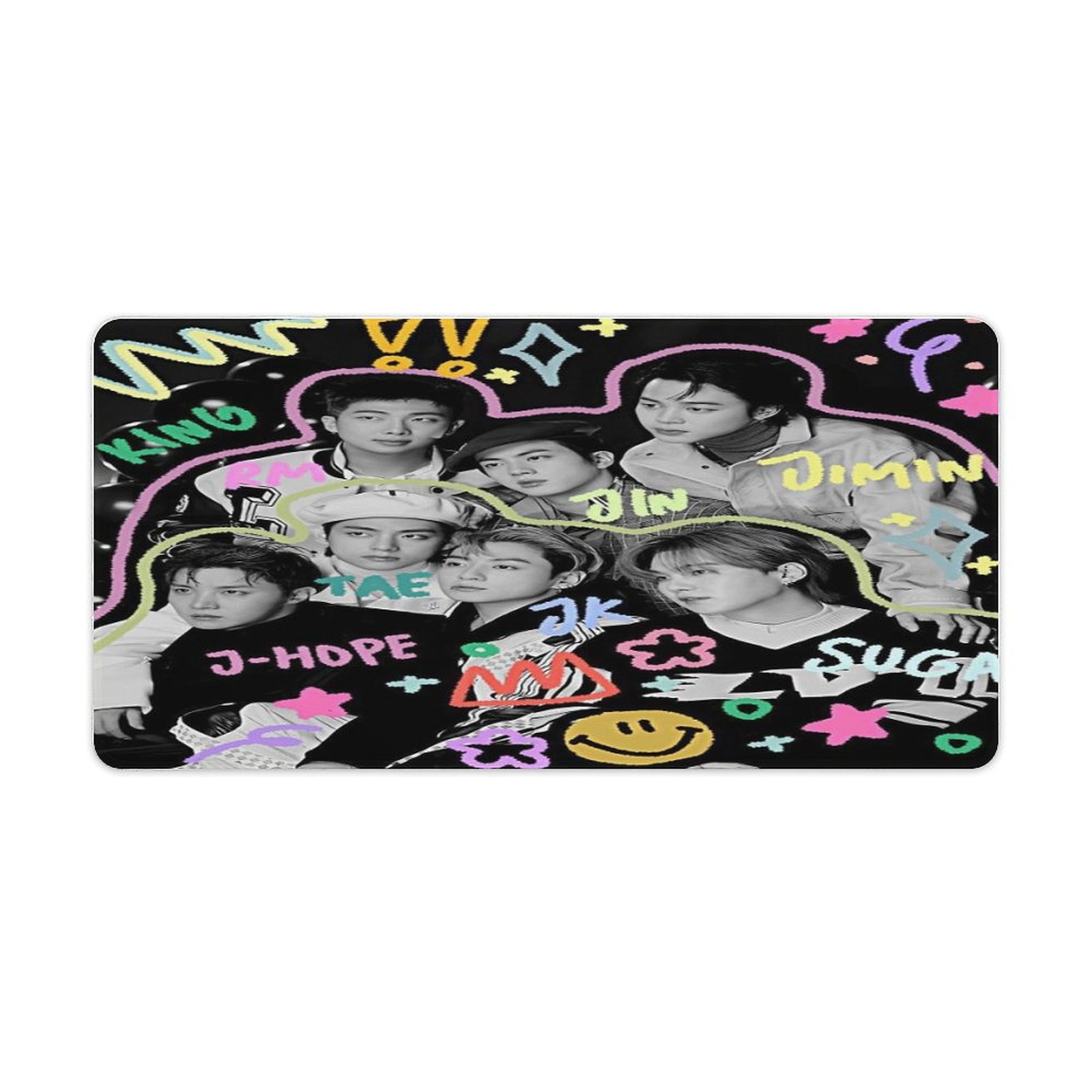 BTS Large Gaming Mouse Pad for Laptop Computer Rubber Edge-Locking ...