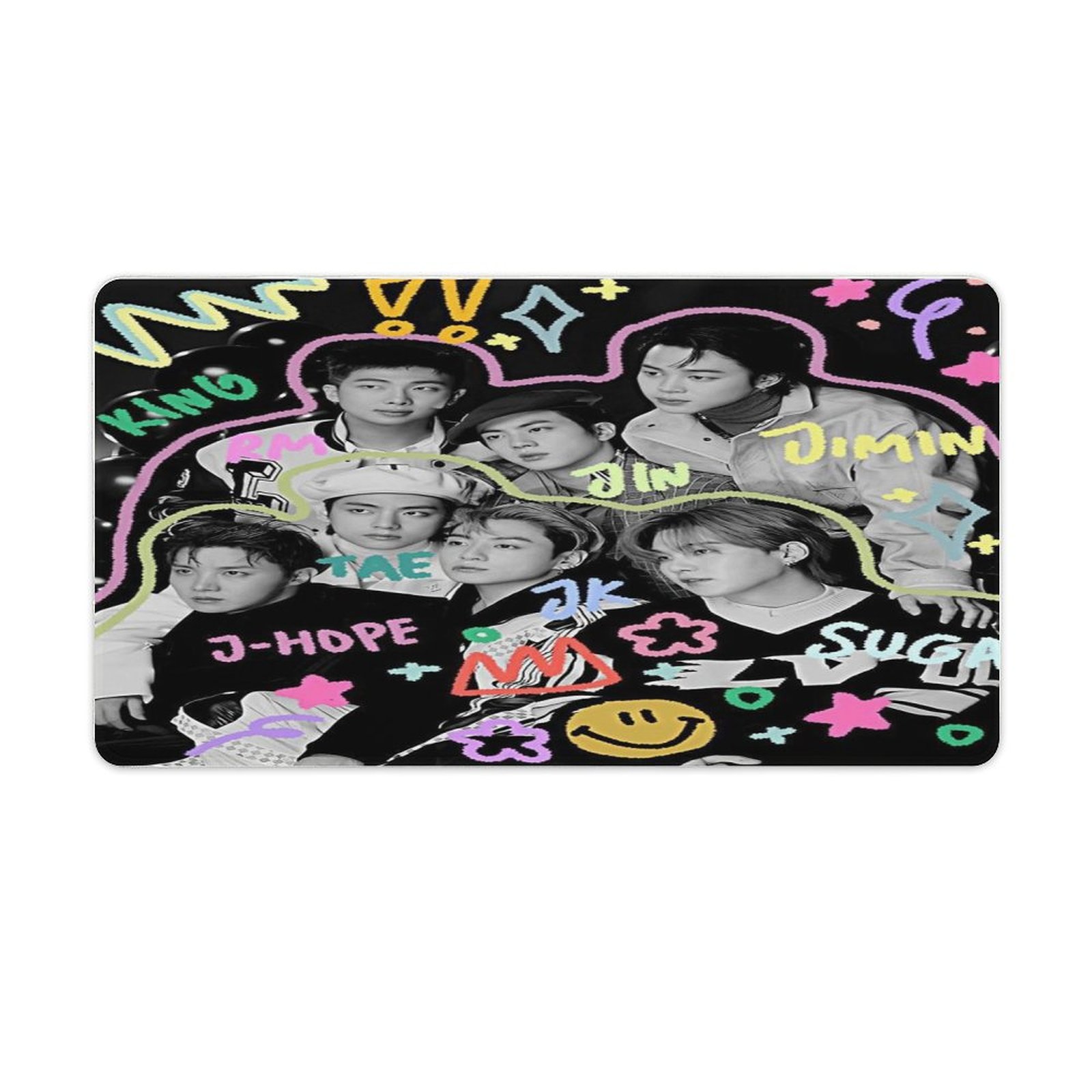 BTS Large Gaming Mouse Pad for Laptop Computer Rubber Edge-Locking ...