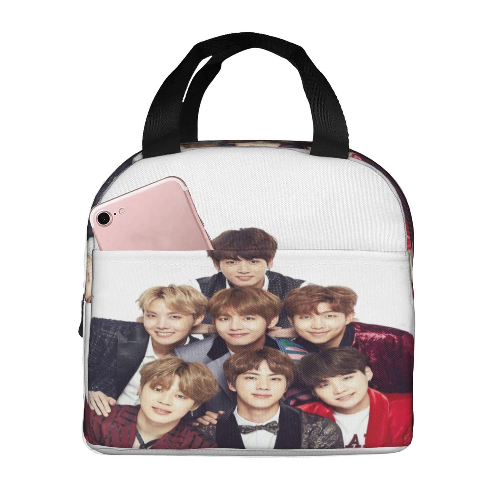 BTS Lunch Bag Cartoon Insulated Portable Lunch Box Reusable Thermal ...