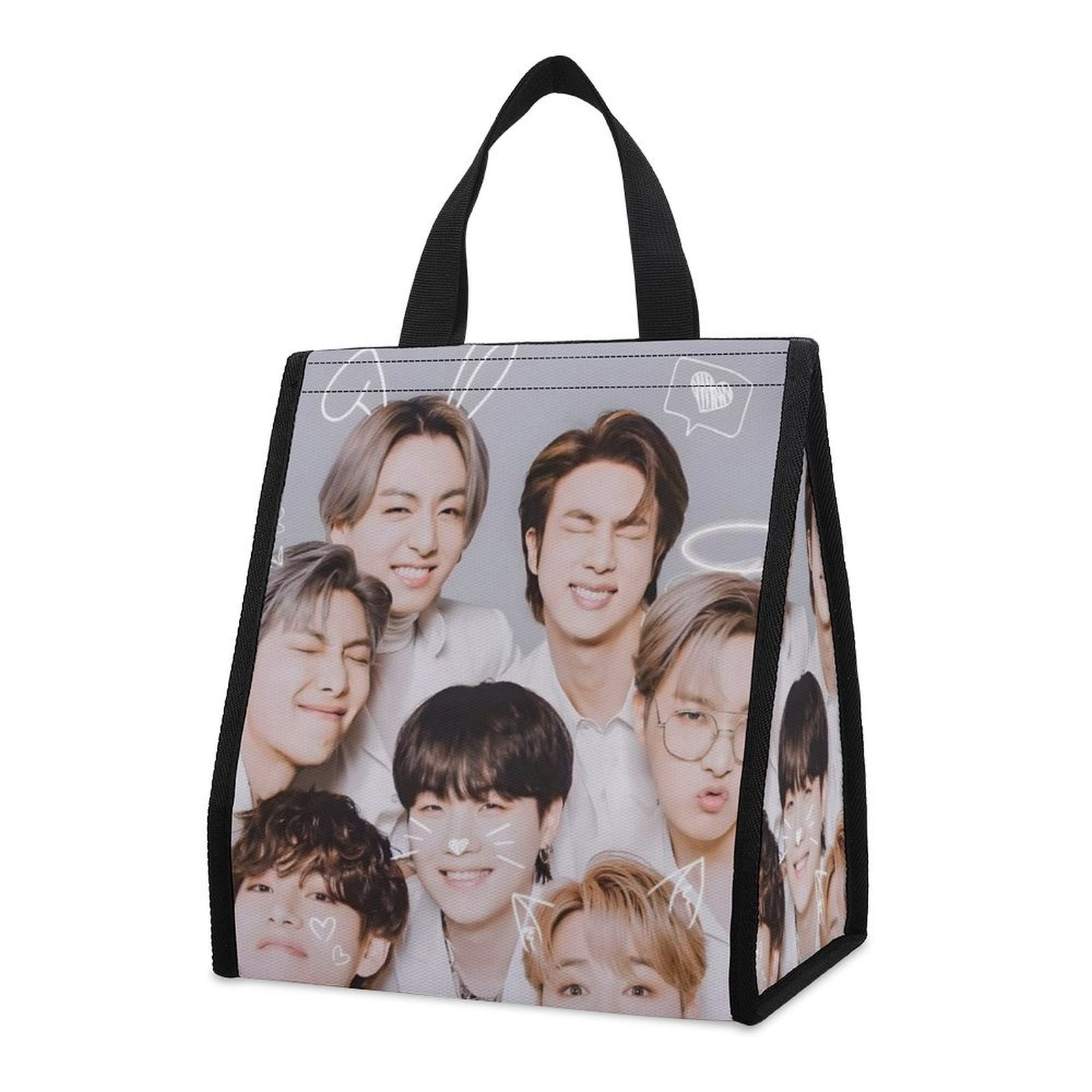 BTS Lunch Bag Insulated Foldable Lunch Tote Thermal Food Bag Bento ...