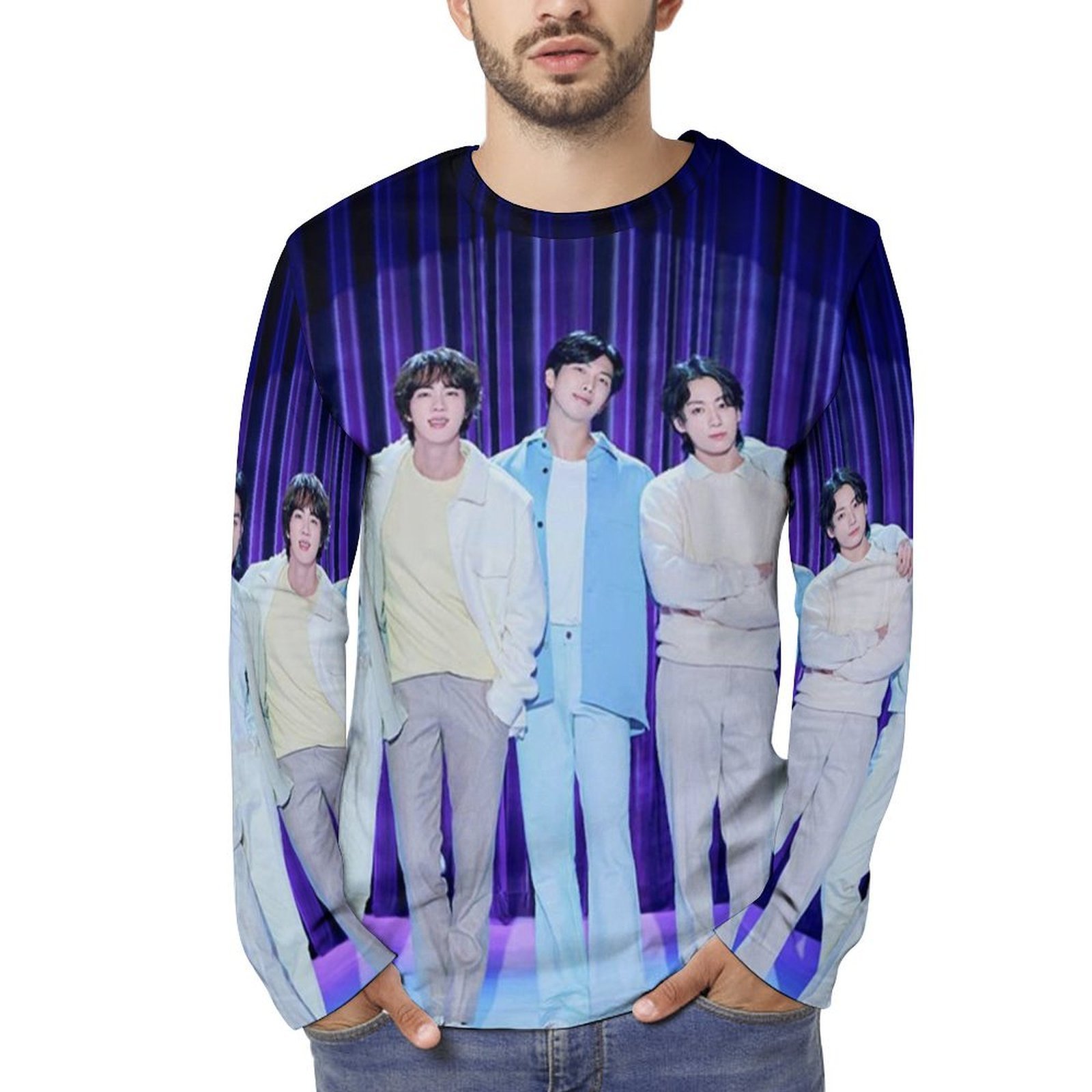 BTS Men's Graphic T Shirts Long Sleeve Printed Tee Tops Autumn Casual T ...